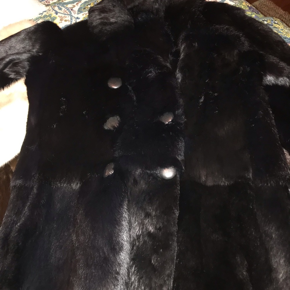 Echt Pelz Rabbit Fur Pea Coat - Gem